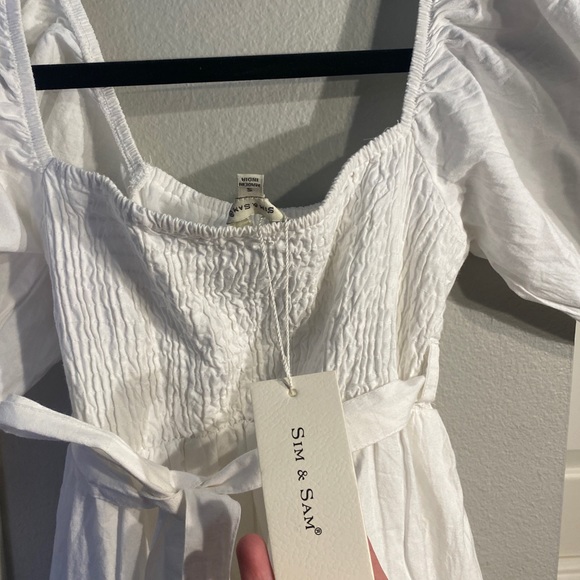 Sim & Sam | Dresses | Sim And Sam Small White Dress Puffy Arms Flowy ...